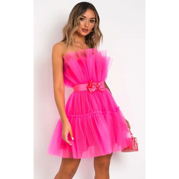 Dresses | Barbie Style Prom Dress Ultra Pink Super Cute Tulle Prom ...